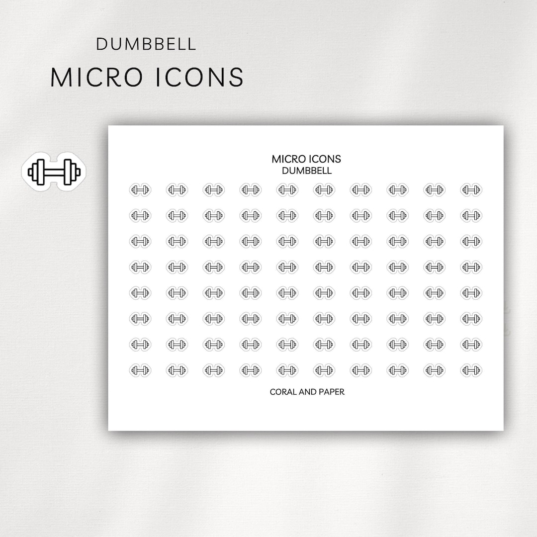Dumbbell Micro Icons | Tiny Workout Stickers | Fitness Planner Icons ...