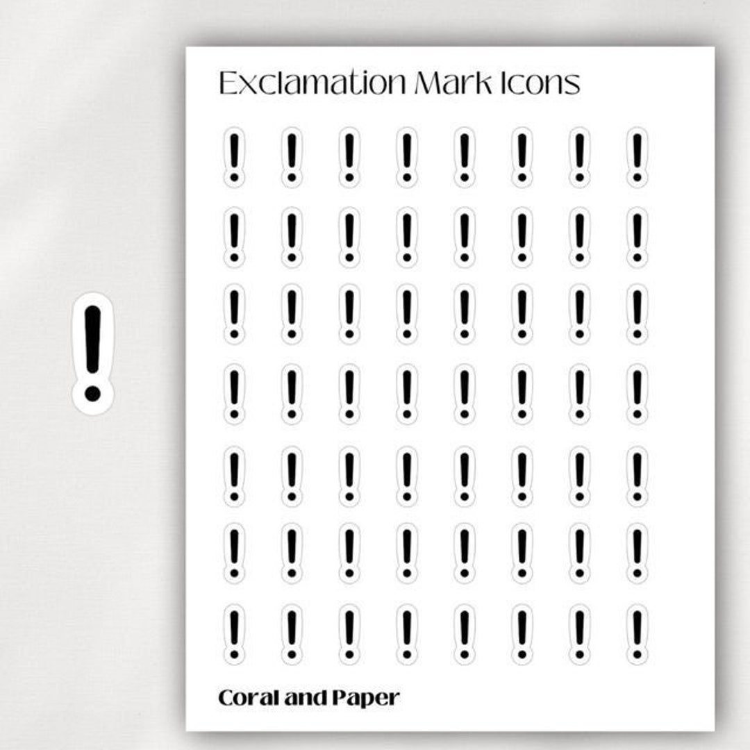 EXCLAMATION MARK Mini Icon Stickers | Minimalist Planner Stickers ...