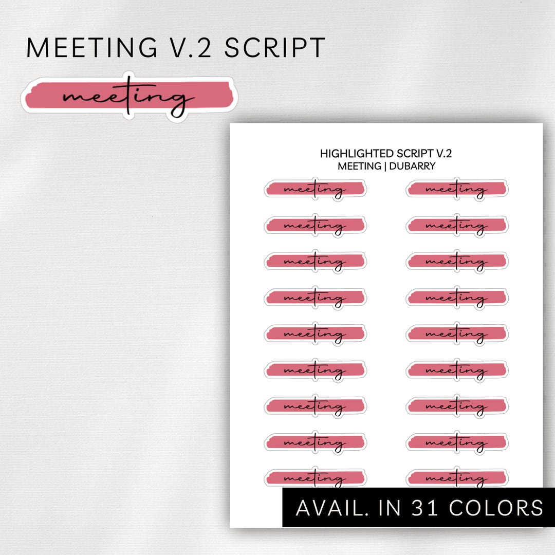 Meeting Script V2 Stickers • Highlighted Planner Stickers • Minimal ...