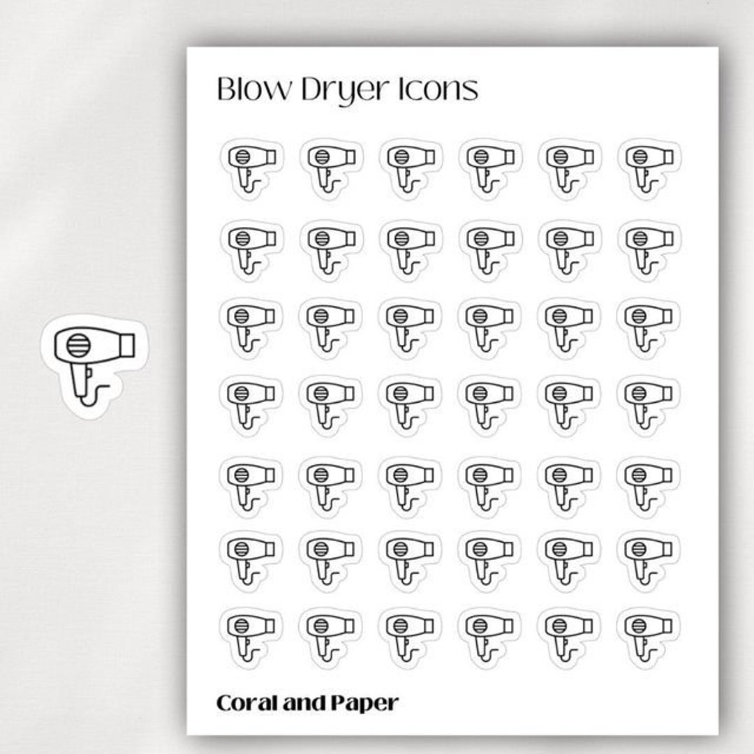 BLOW DRYER - HAIR Dryer - Mini Icon Stickers | Minimalist Planner ...