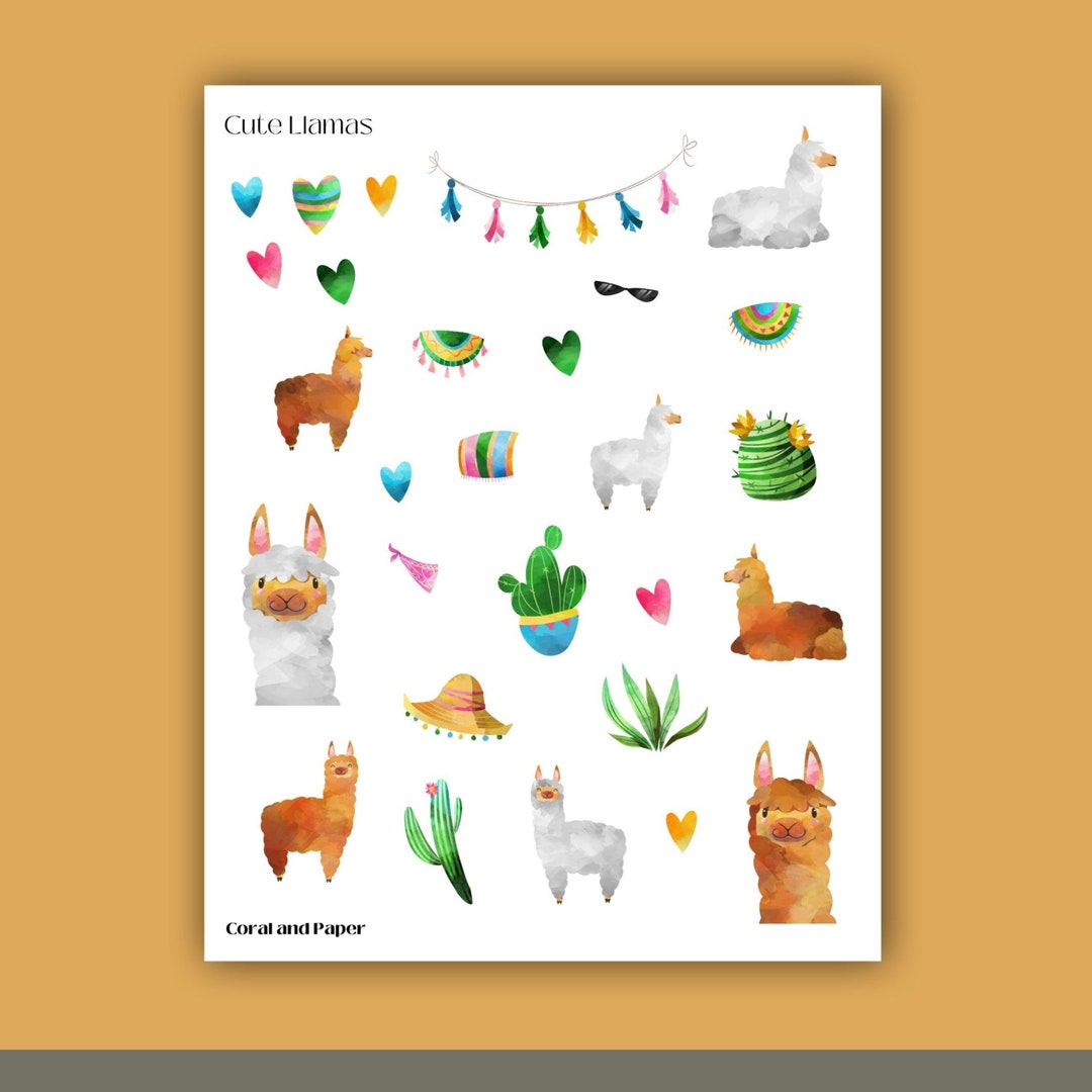 CUTE LLAMAS - Deco Stickers | Planner Stickers | Sticker Sheet - Etsy