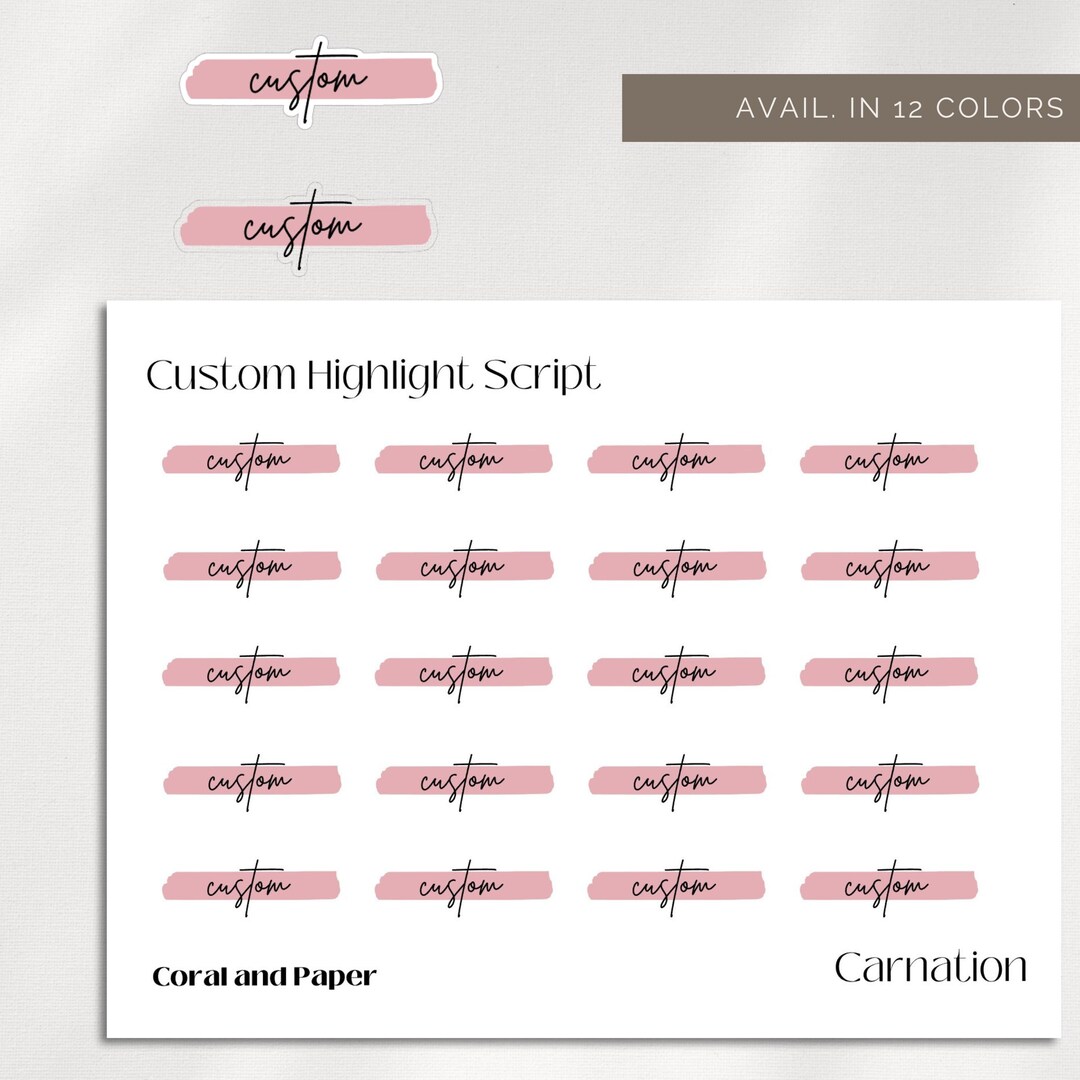 CUSTOM HIGHLIGHT Script Planner Stickers Minimalist Planning functional ...