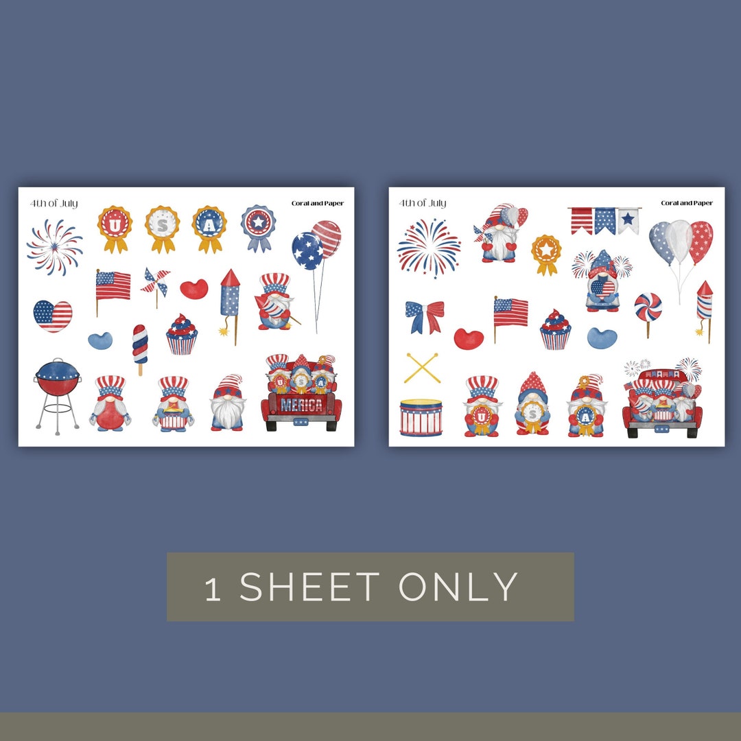 4th of July Gnomes| Planner Stickers | Deco Stickers | Scrapbook ...