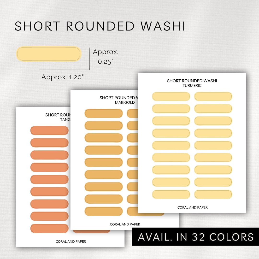 SHORT ROUNDED WASHI Planner Stickers | Bullet Journal | Minimal ...