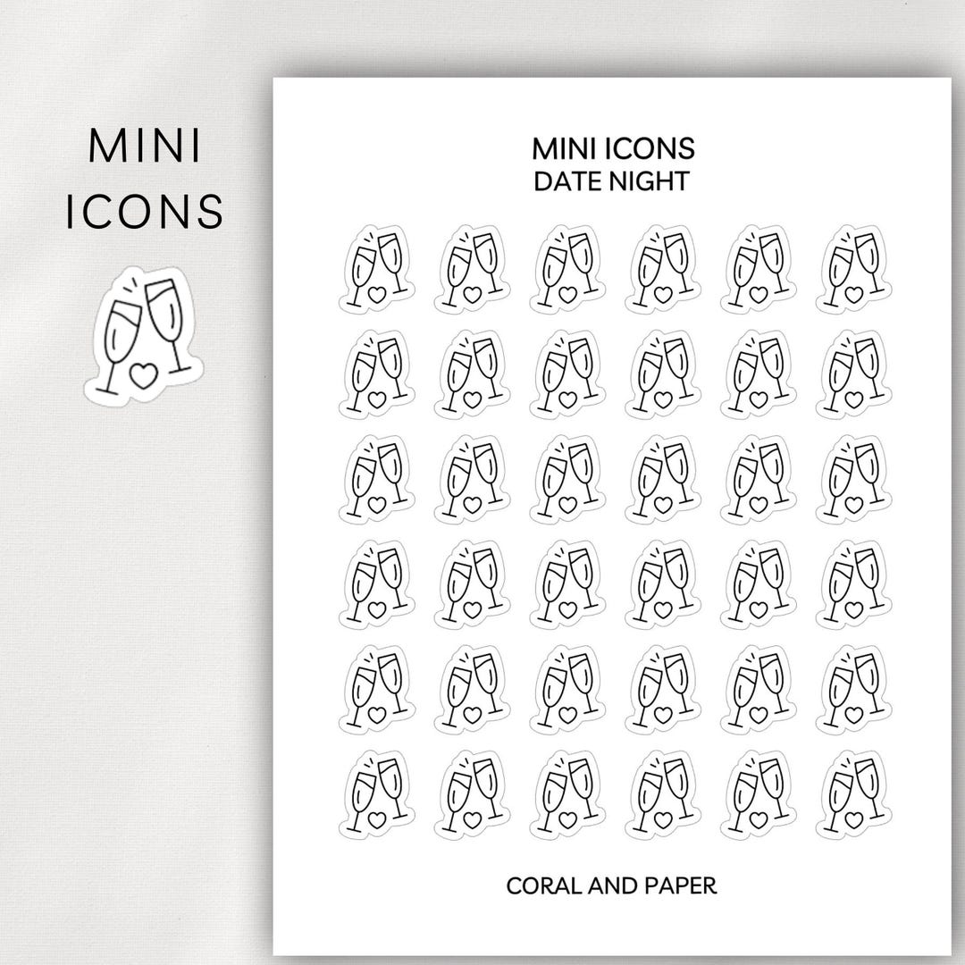 DATE NIGHT - Mini Icon Stickers | Minimalist Planner Stickers ...