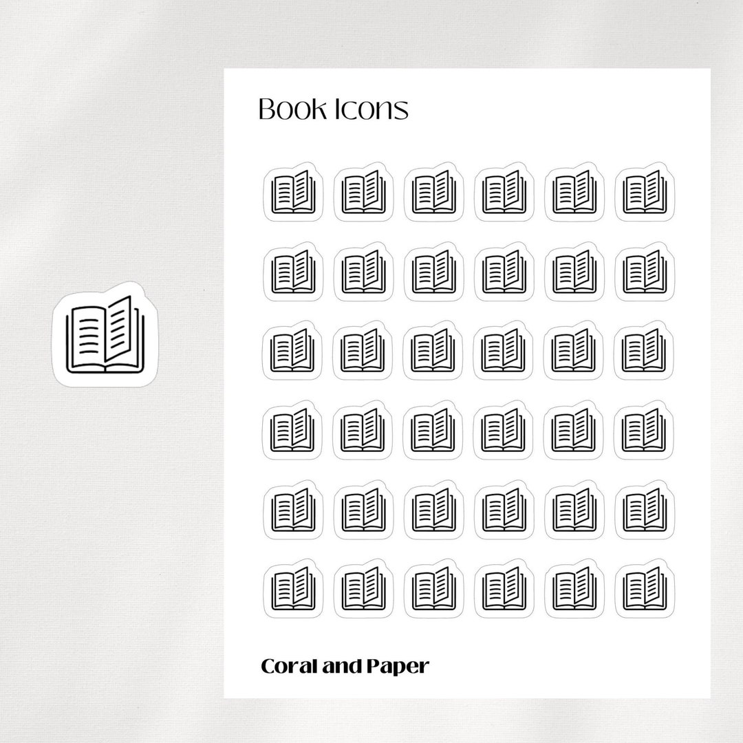 BOOK Mini Icon Stickers | Minimalist Planner Stickers | Functional ...