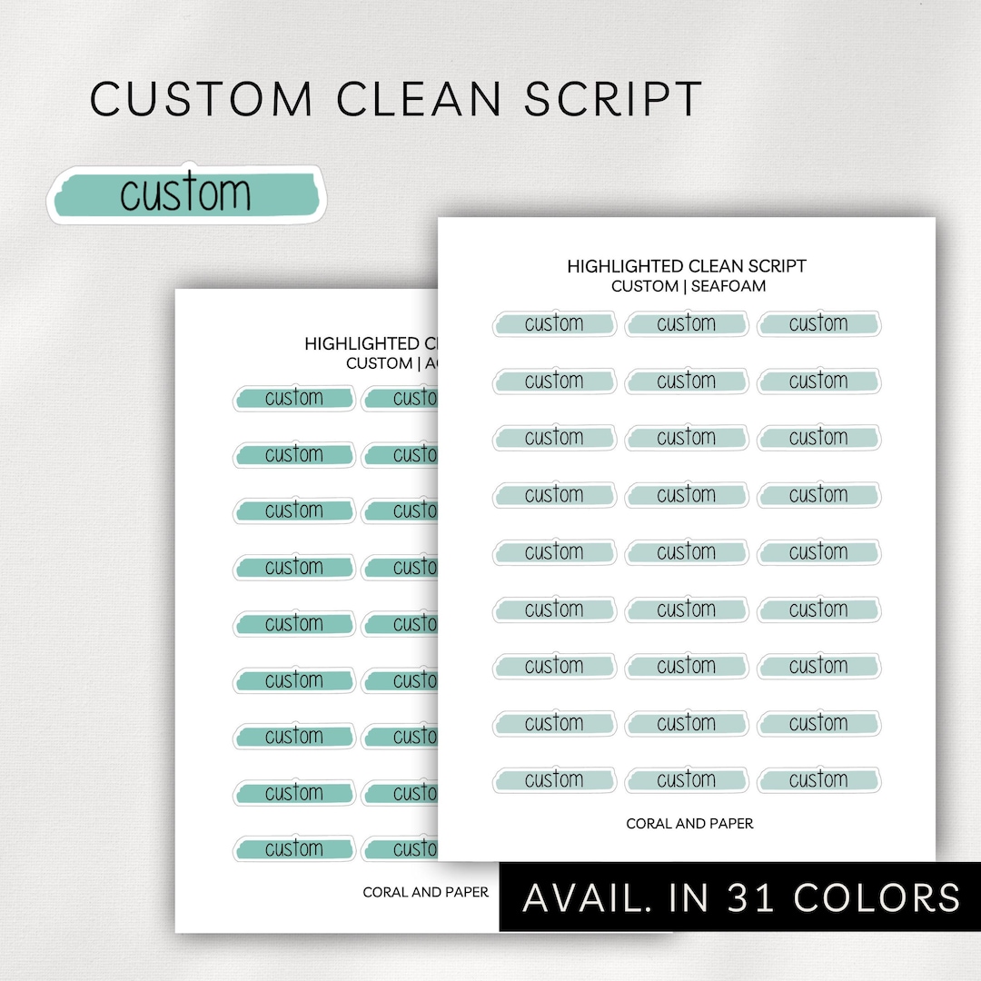 CUSTOM - CLEAN SCRIPT Highlight Script Planner Stickers | Minimalist ...