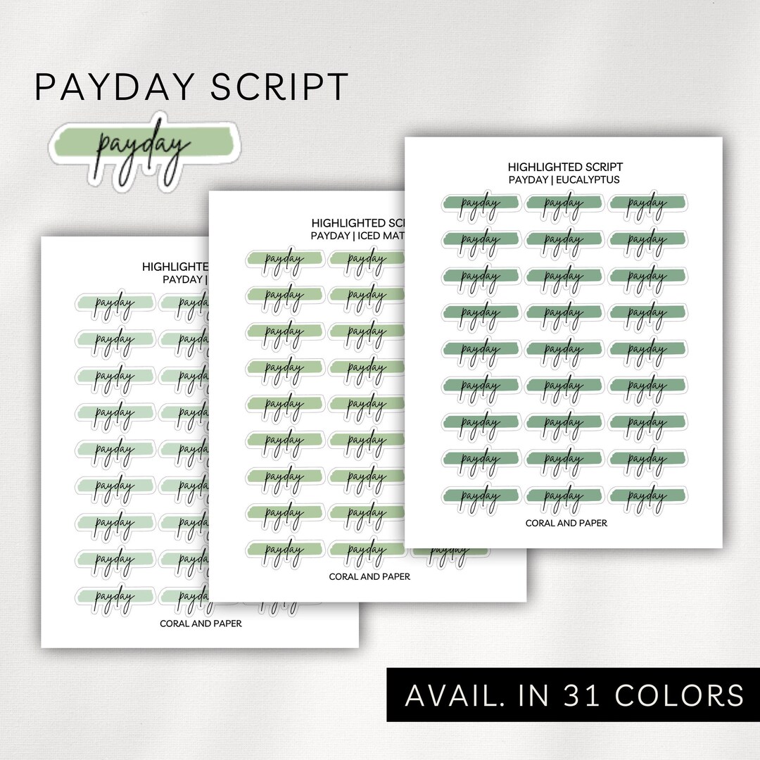 PAYDAY SCRIPT - HIGHLIGHT Script Planner Stickers | Minimalist Planning ...