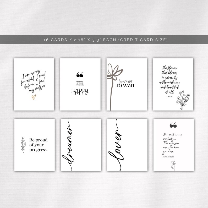 Printable Planner Cards, Inspirational Planner Pocket Cards, Minimal ...