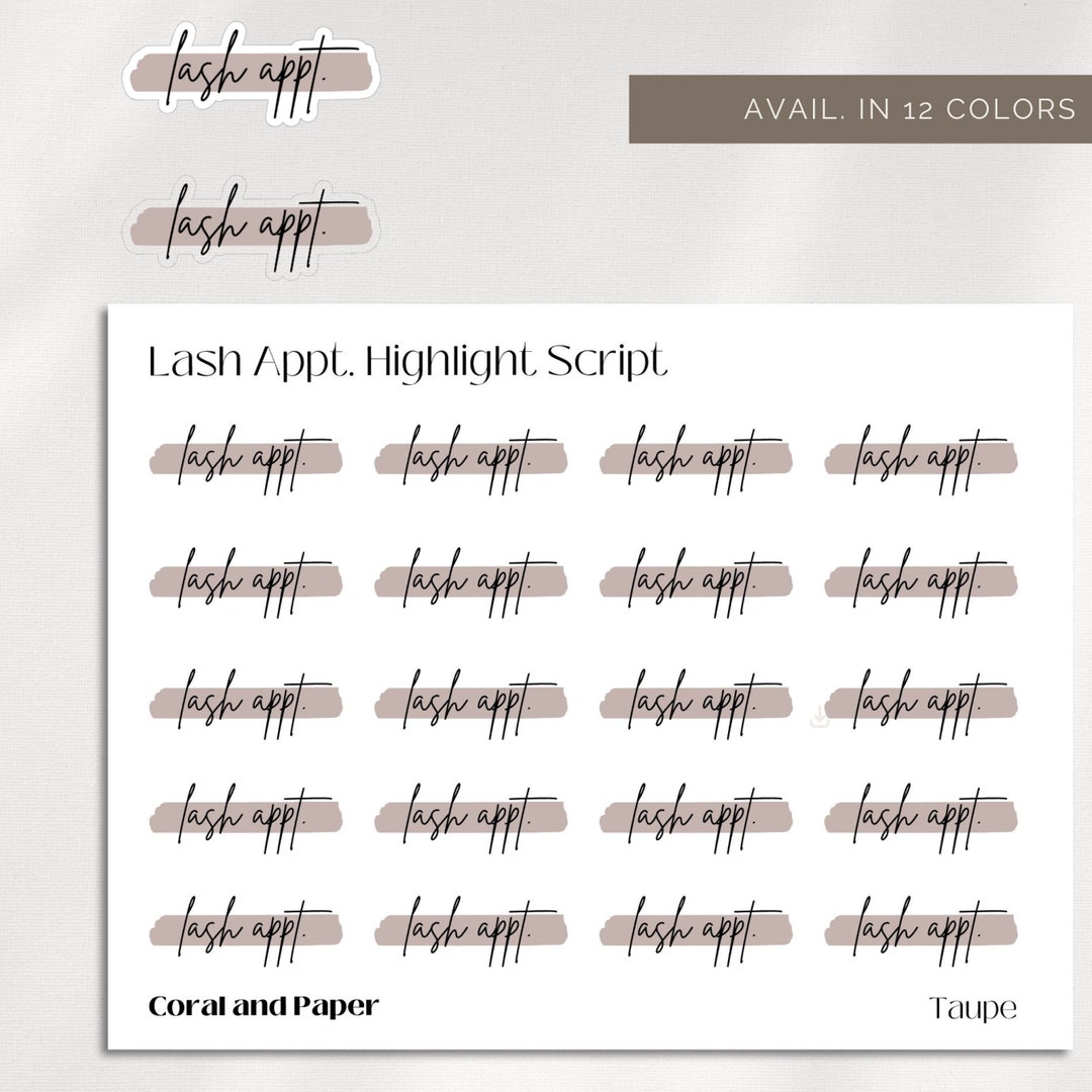 LASH APPOINTMENT HIGHLIGHT Script Planner Stickers Minimalist Planning ...