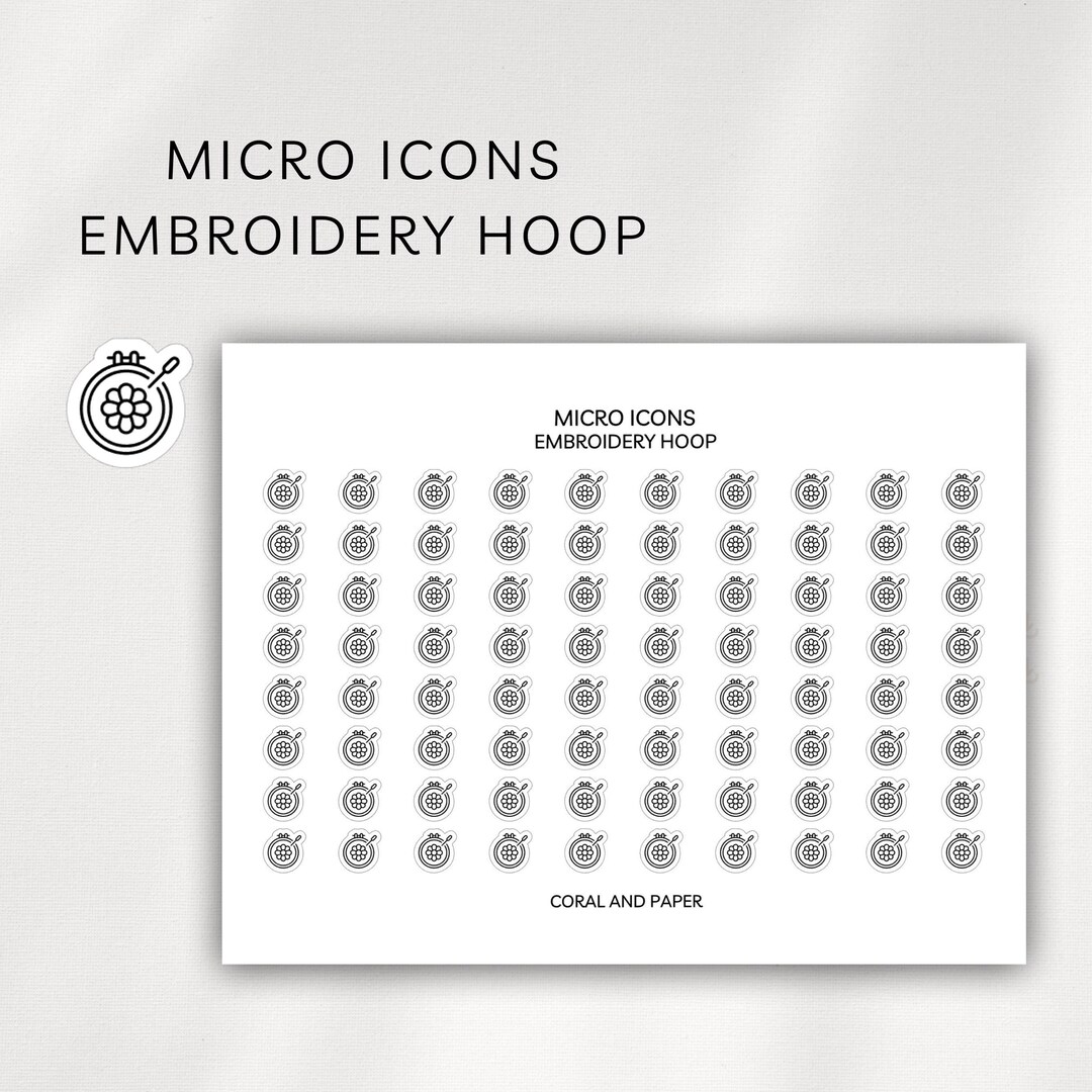 Embroidery Hoop Micro Icons | Craft & Needlework Icons | Minimal Black ...
