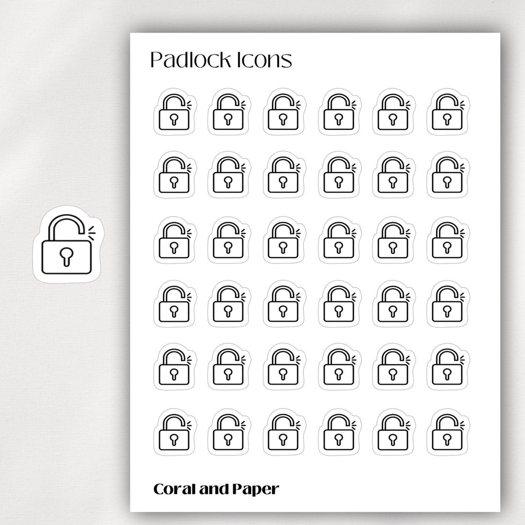 PADLOCK - Mini Icon Stickers | Minimalist Planner Stickers | Functional ...