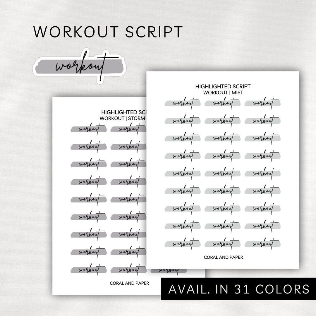 WORKOUT SCRIPT - HIGHLIGHT Script Planner Stickers | Minimalist ...