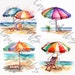 Beach Umbrella Watercolor Clip Art Summer Beach Umbrella Clip Art Beach ...