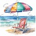 Beach Umbrella Watercolor Clip Art Summer Beach Umbrella Clip Art Beach ...