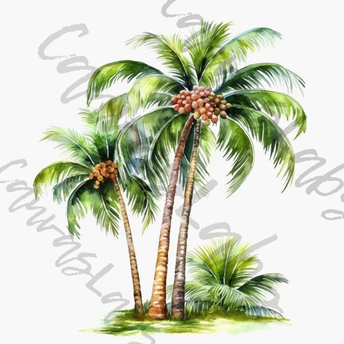 Watercolor Tropical Palm Tree Clip Art Island Palm Tree Clip - Etsy