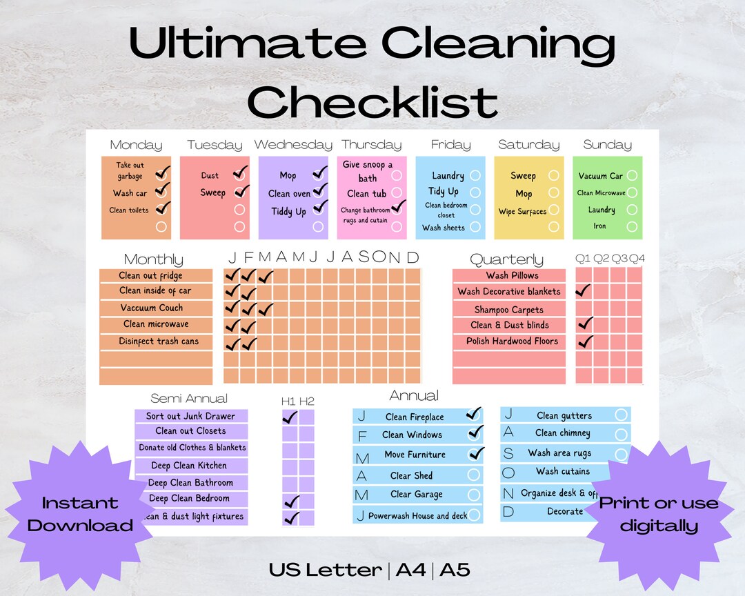 Cleaning Checklist, Cleaning Schedule, Ultimate Cleaning Checklist ...