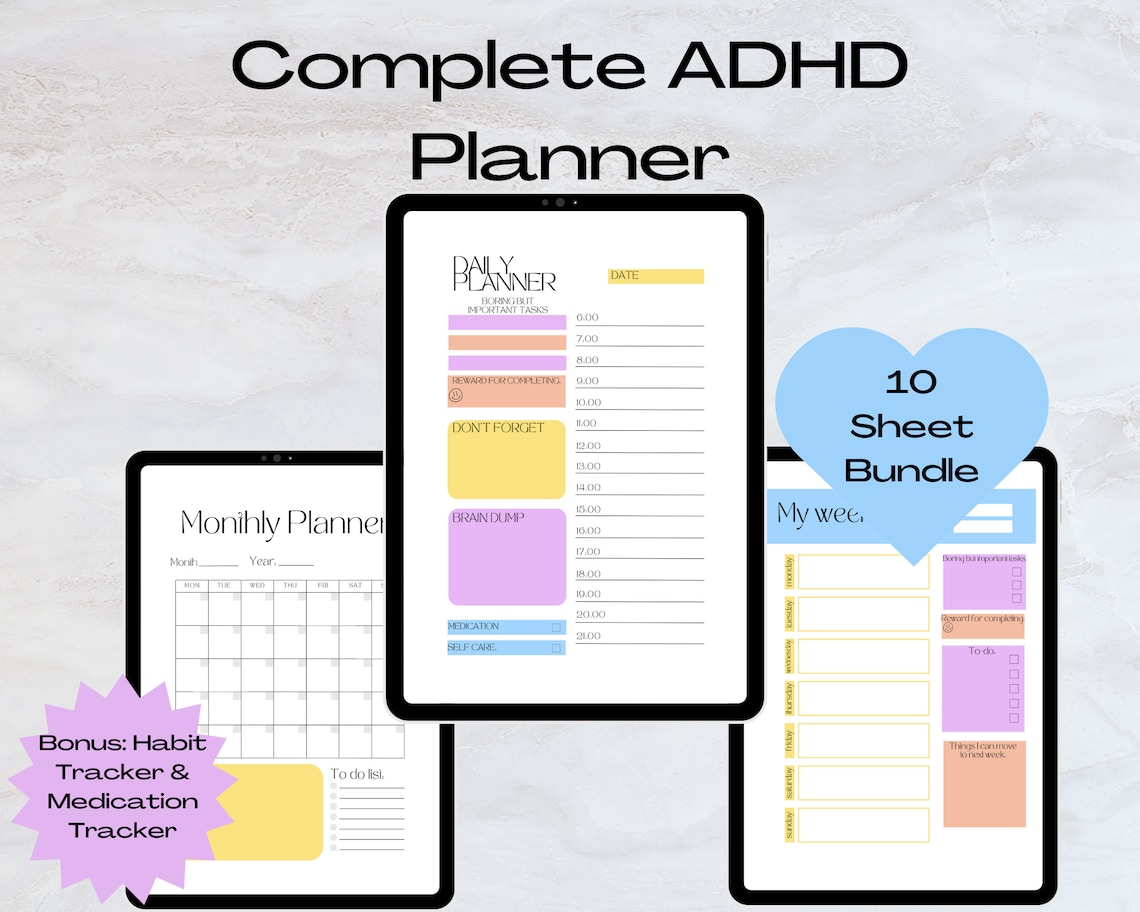 ADHD Planner Adult, Adhd Planner Print, Adhd Plan, Adhd Daily Planner ...