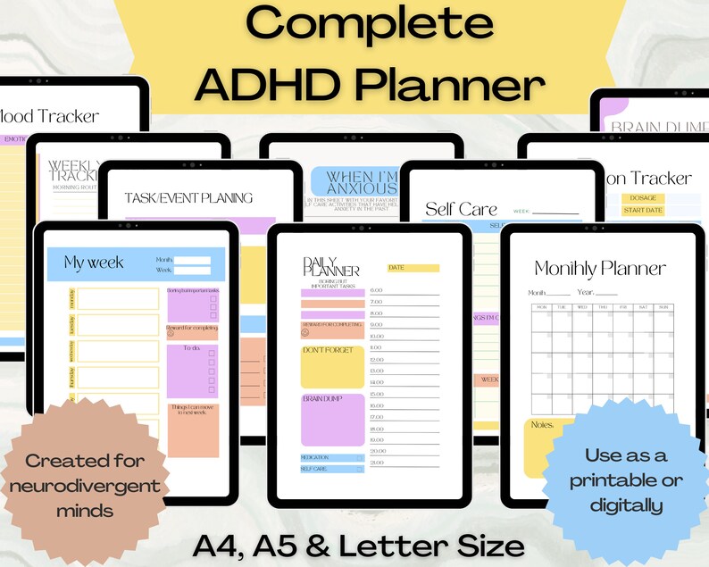 ADHD Planner Adult, Adhd Planner Print, Adhd Plan, Adhd Daily Planner ...