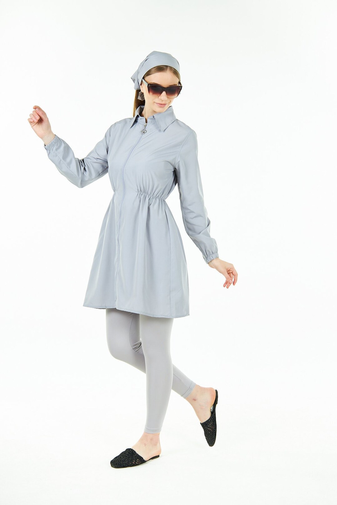 Grey Modest Swimwear and Leggings Muslim Swimsuits for Women - Etsy