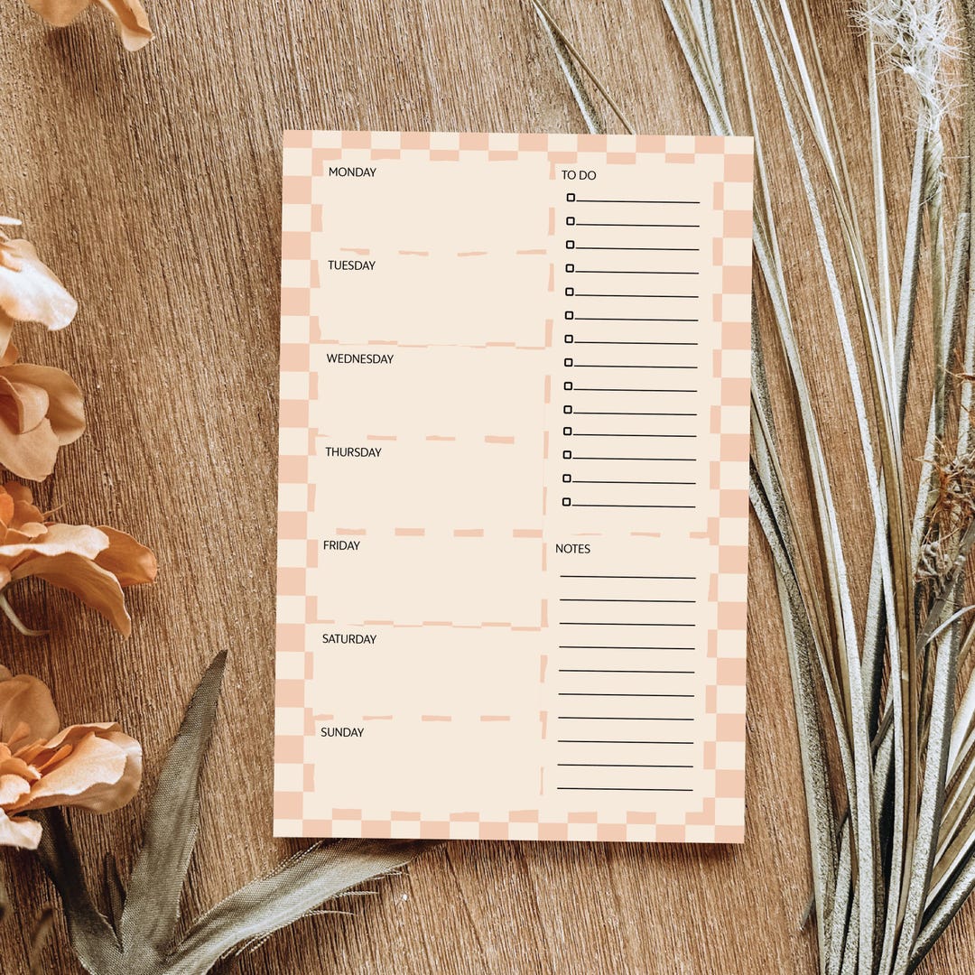 Pink Checkered Weekly Planner | PDF Digital Download - Etsy
