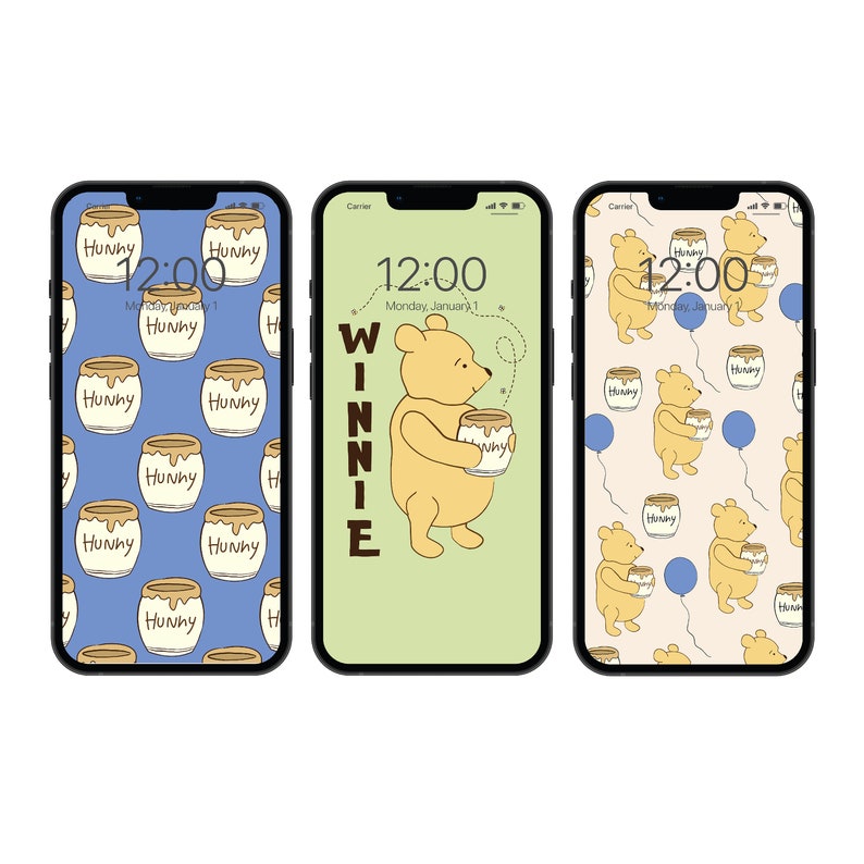 Winnie the Pooh Phone Wallpapers | Set of 3 - Etsy
