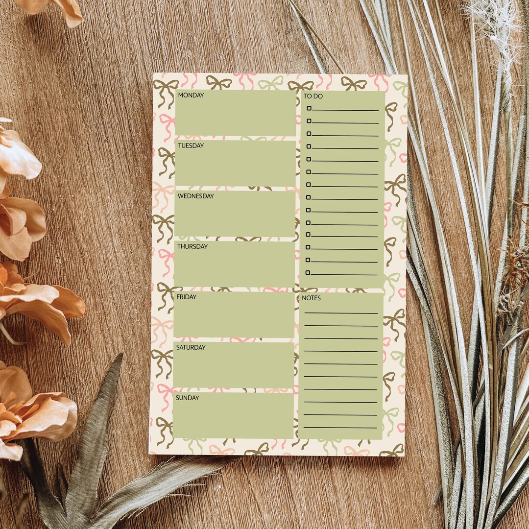 Bow Weekly Planner | PDF Digital Download - Etsy
