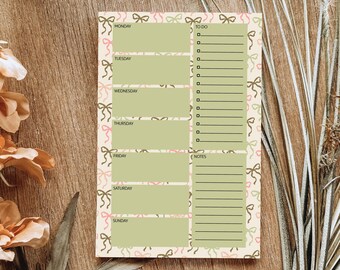 Charming Pink Bow Weekly Planner | Digital Download - Etsy