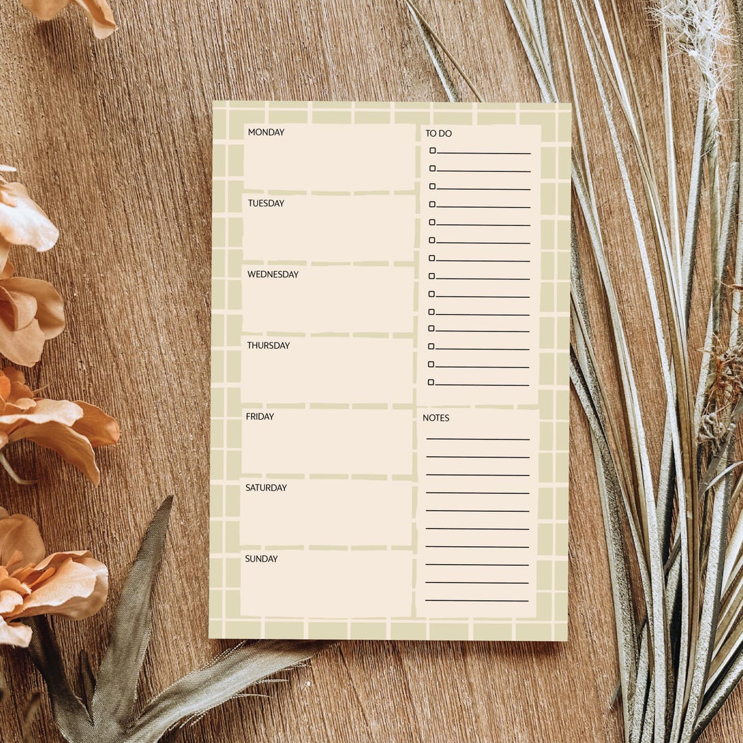 Green Weekly Planner | PDF Digital Download - Etsy