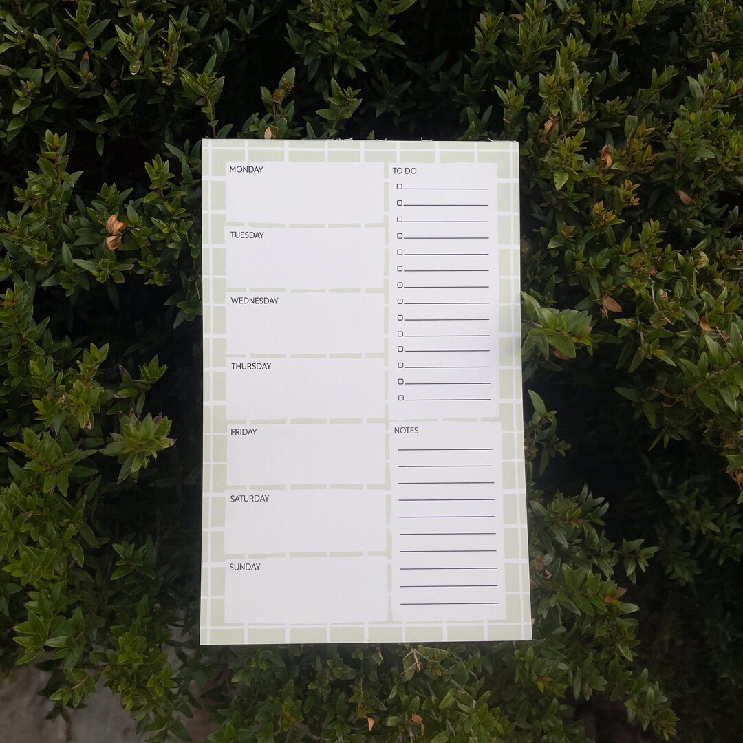 Green Weekly Planner Notepad, Tear off Weekly Planner, Colorful Weekly ...