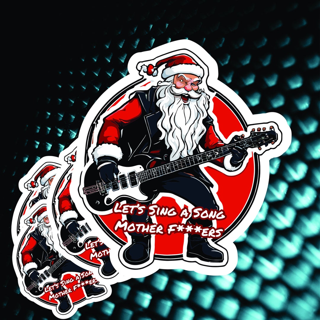 Bad Santa With Guitar Sticker Bad Santa Claus Rocker - Etsy