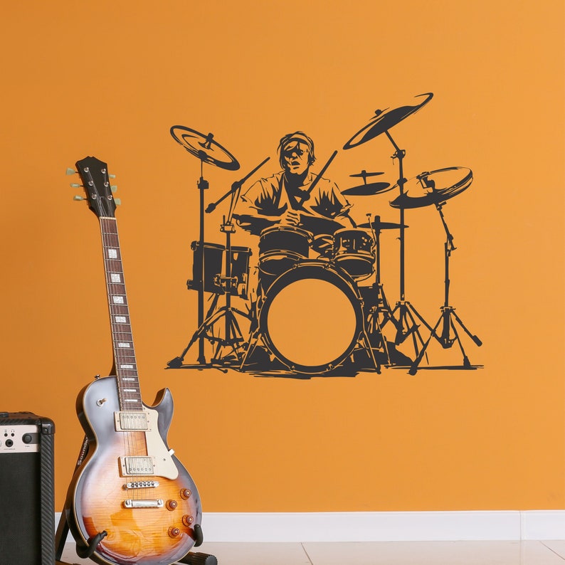 Drummer Wall Vinyl Sticker / Drumset Logo Sticker Decal Wall - Etsy