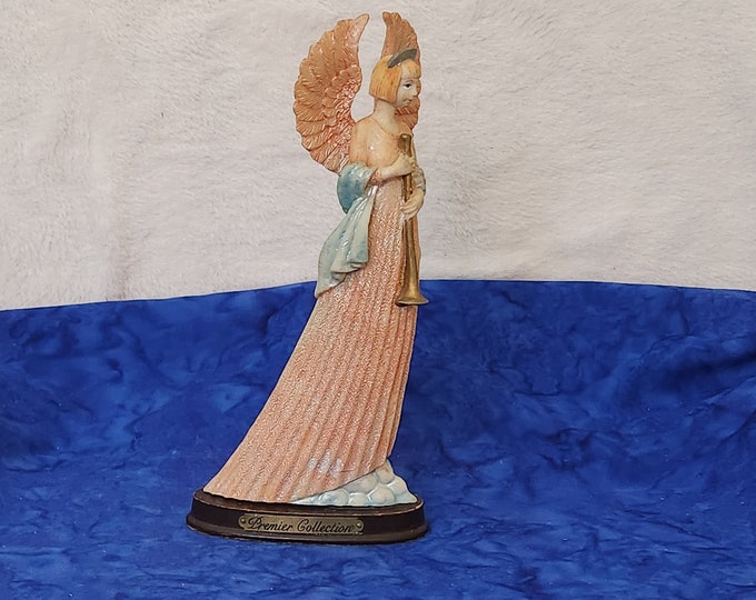 Vintage Premier Collection Angel Resin Figurine on a Stained Wood Base ...