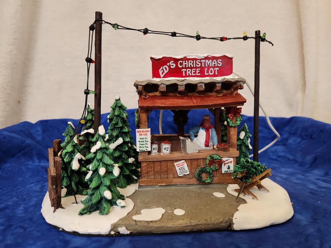 Vintage Ed's Christmas Tree Lot Light up Christmas Village, Christmas ...