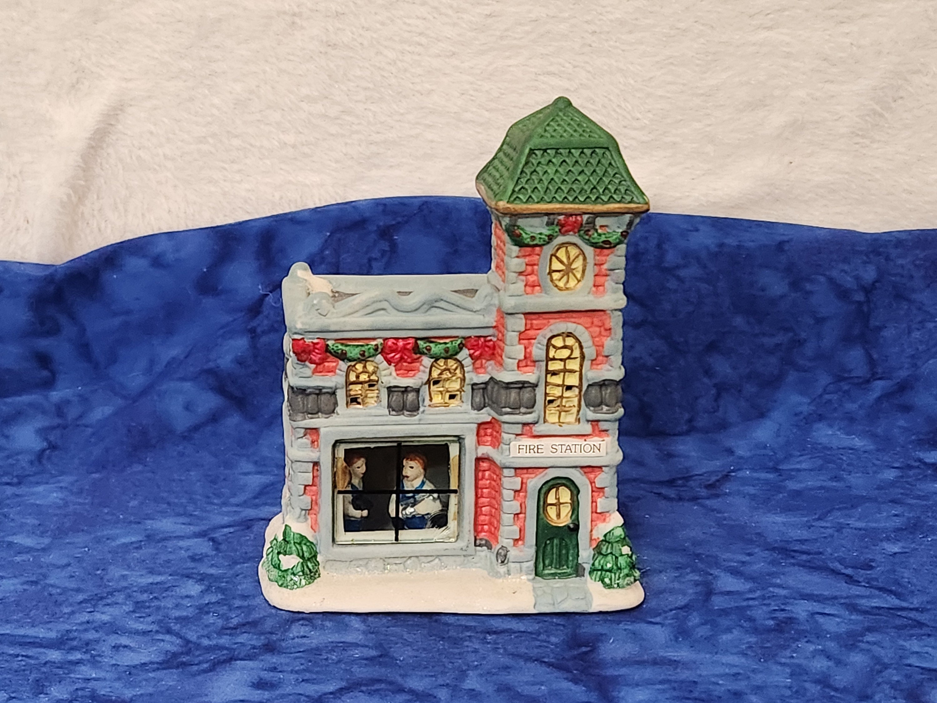 Fire Station Christmas Village by Cobblestone Corners Ceramic Light up ...