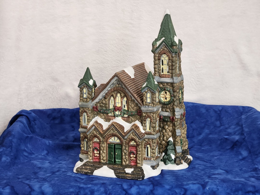 Stoneybridge Church Santa's Workbench Lighted House Christmas Village ...