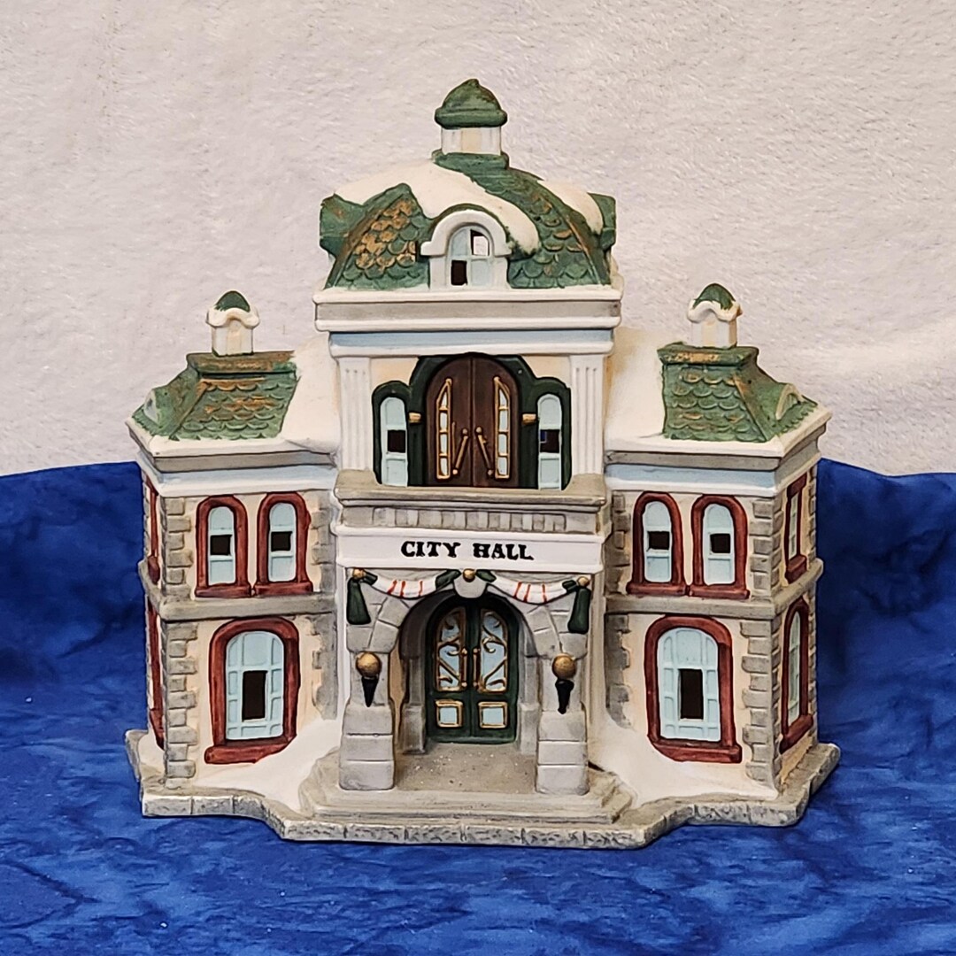 Ceramic City Hall Vintage Christmas Village Holiday Home Décor, Rustic ...