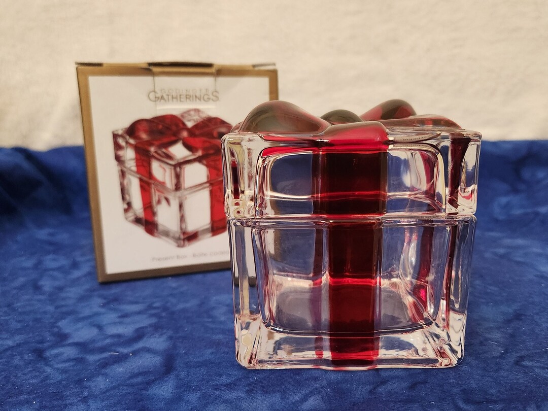 Clear and Red Glass Gift Box by Godinger Gatherings - Etsy
