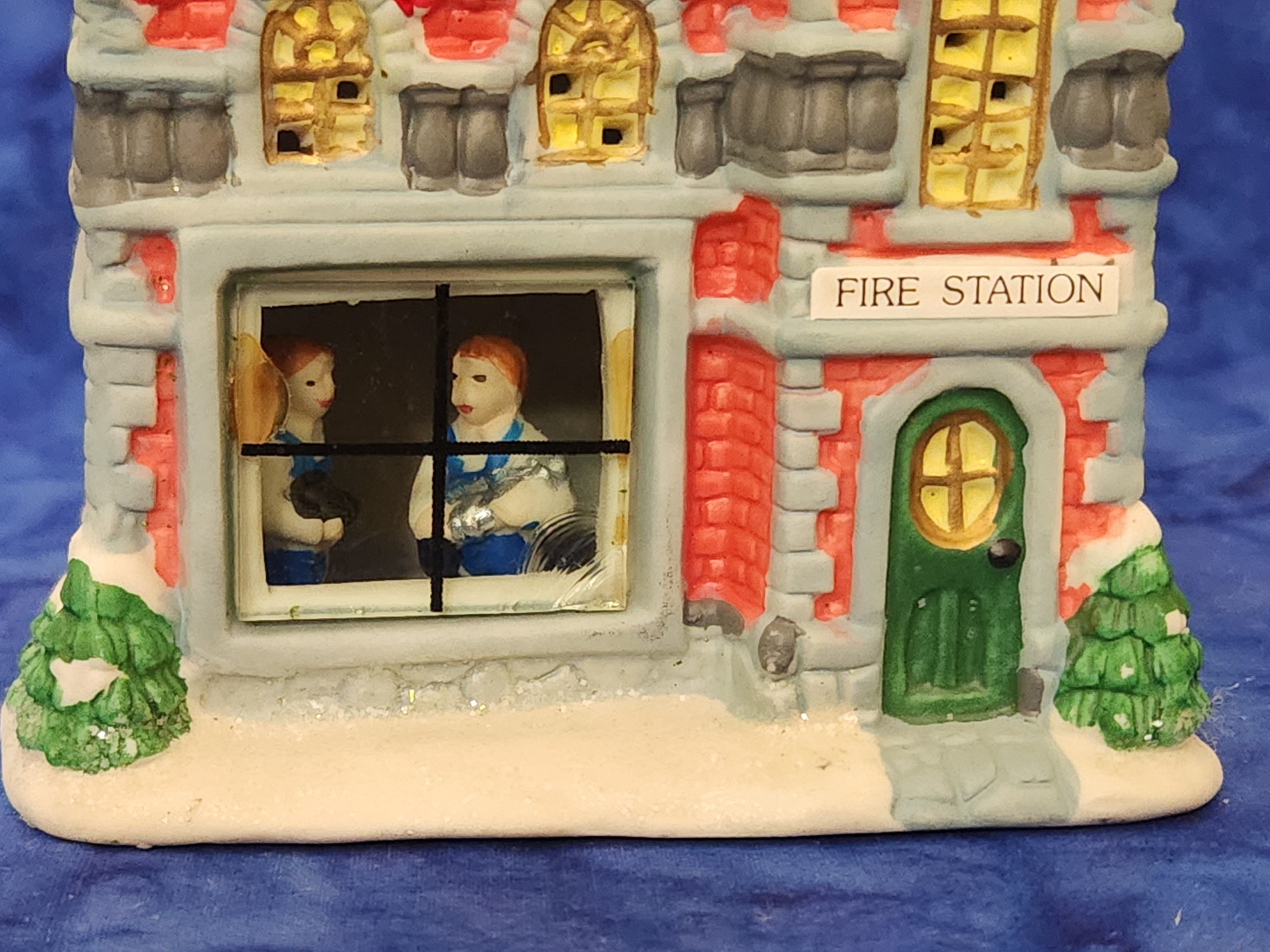Fire Station Christmas Village by Cobblestone Corners Ceramic Light up ...