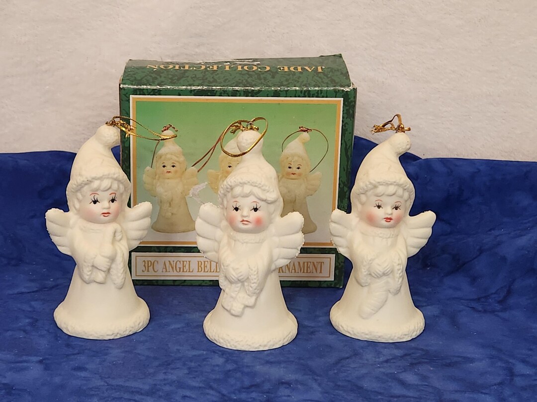 Jade Collection Angels Bell Ornament Set of 3 Holiday Christmas Home ...