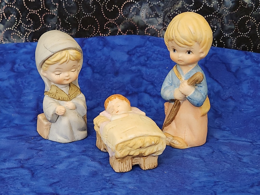 Vintage Mary Joseph and Baby Jesus Figurines, Holy Family Nativity Set ...