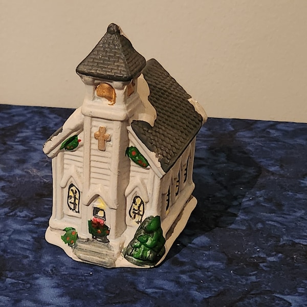 White Ceramic Light up Church - Etsy