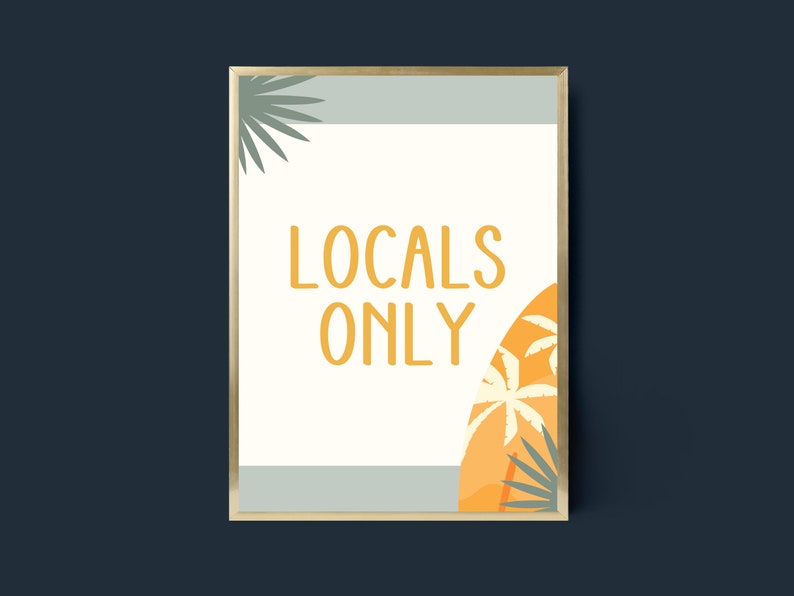 Locals Only Printable Art, Surf Wall Art, Kids Beach Room, Coastal ...