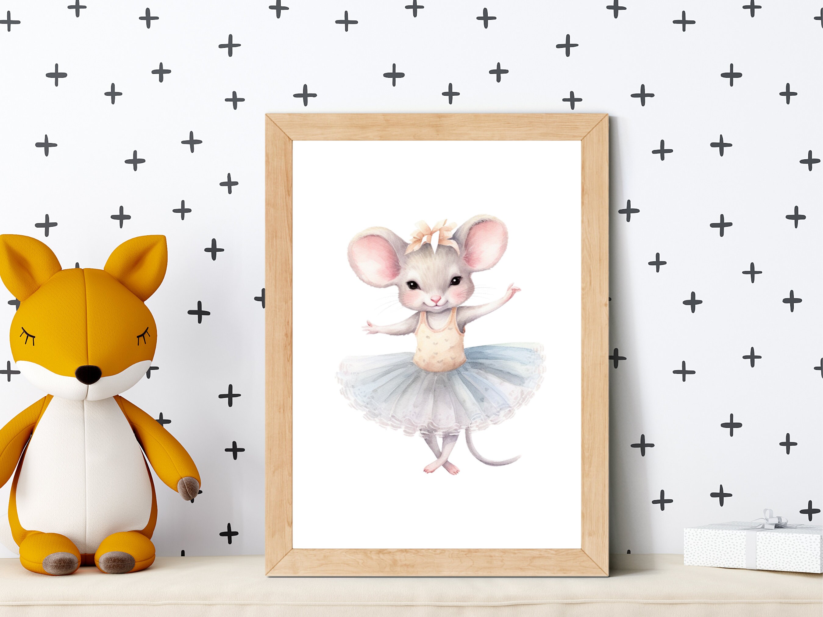 Ballerina Mouse Nursery Wall Art, Sweet Ballet Dancer Print, Pink Girls ...