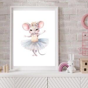 Ballerina Mouse Nursery Wall Art, Sweet Ballet Dancer Print, Pink Girls ...