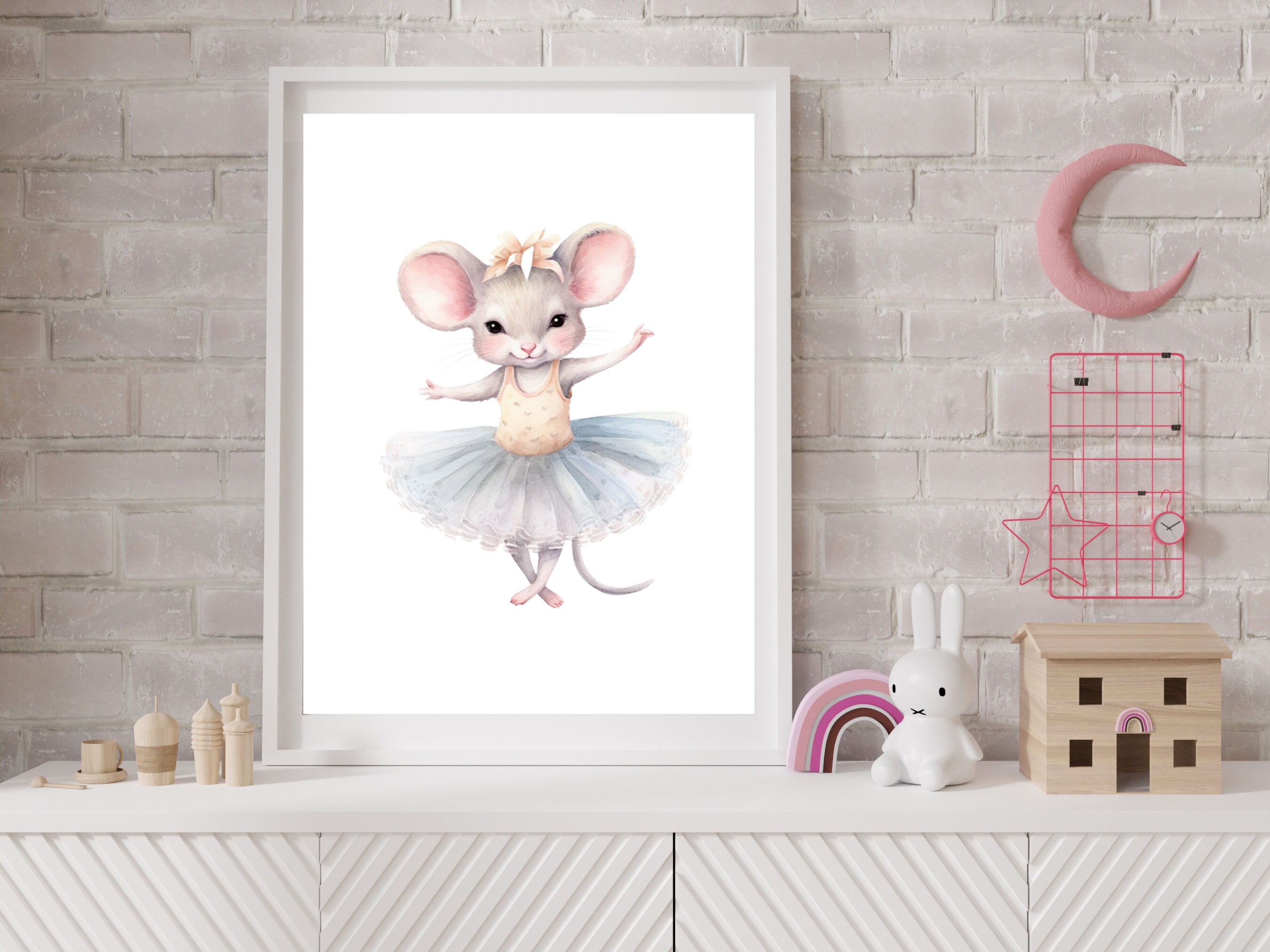 Ballerina Mouse Nursery Wall Art, Sweet Ballet Dancer Print, Pink Girls ...