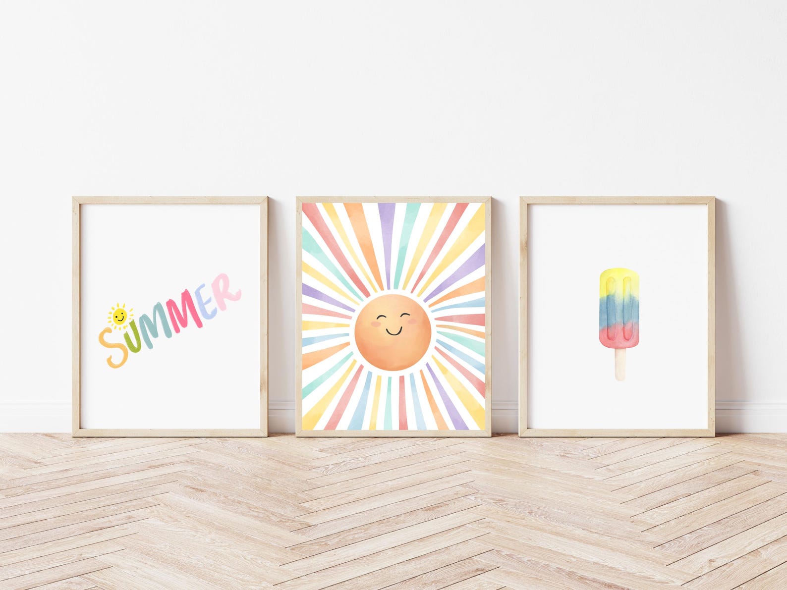 Sunshine Nursery Wall Art, Watercolour Sun Poster, Happy Sun Kid's Room ...