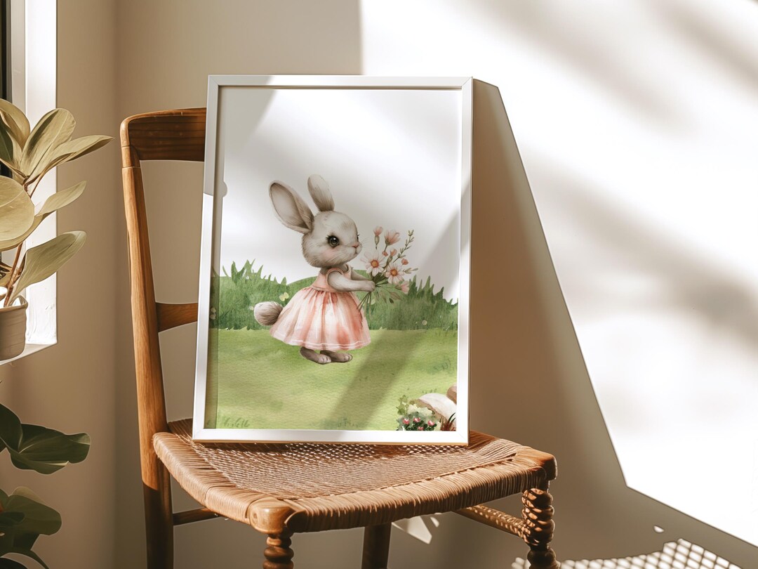 Easter Printable Wall Art, Cute Easter Bunny Print, Spring Home Decor ...