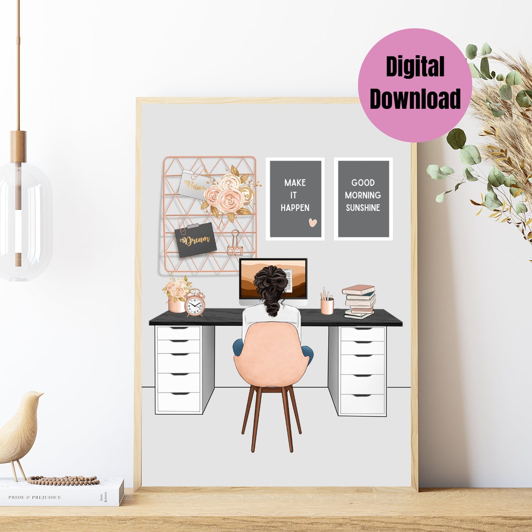 Inspirational Office Desk Print, Girl Boss Printable Wall Art, Office ...