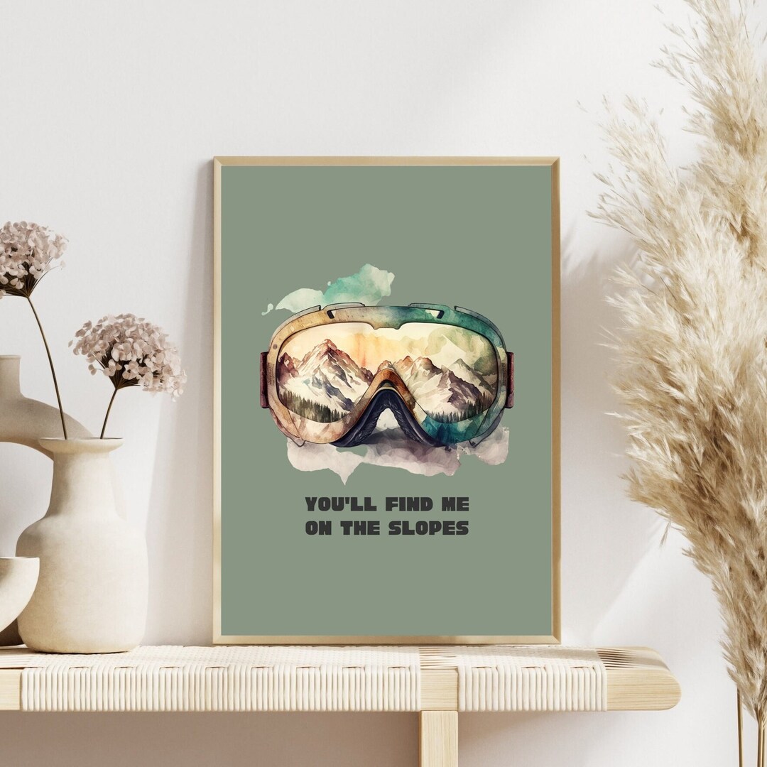 Snowboard Skier Goggle Art Print, Sport Themed Teen Room, Boys Room ...